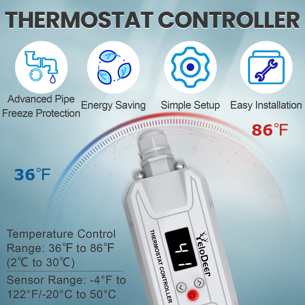 Pipe Freeze Protection Thermostat | Heat Tape Controller | YeloDeer
